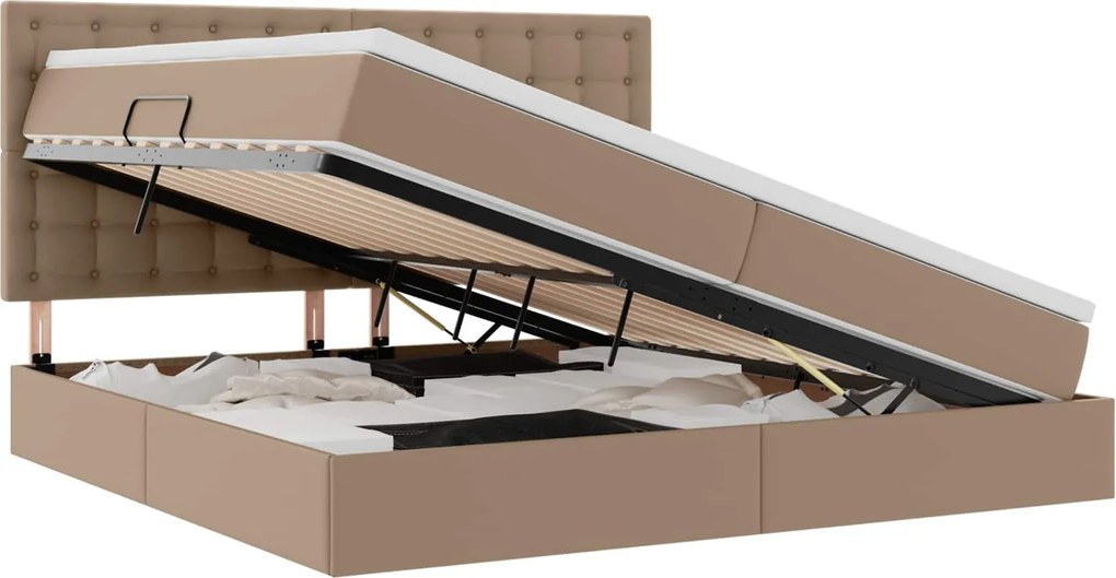 Postel s úložným prostorem Cappuccino 200 x 200 cm Umělá kůže 3371684