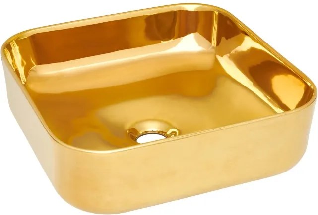 Invena Reja, keramické umyvadlo na desku 390x390x140 mm, zlatá lesklá, INV-CE-39-009-C