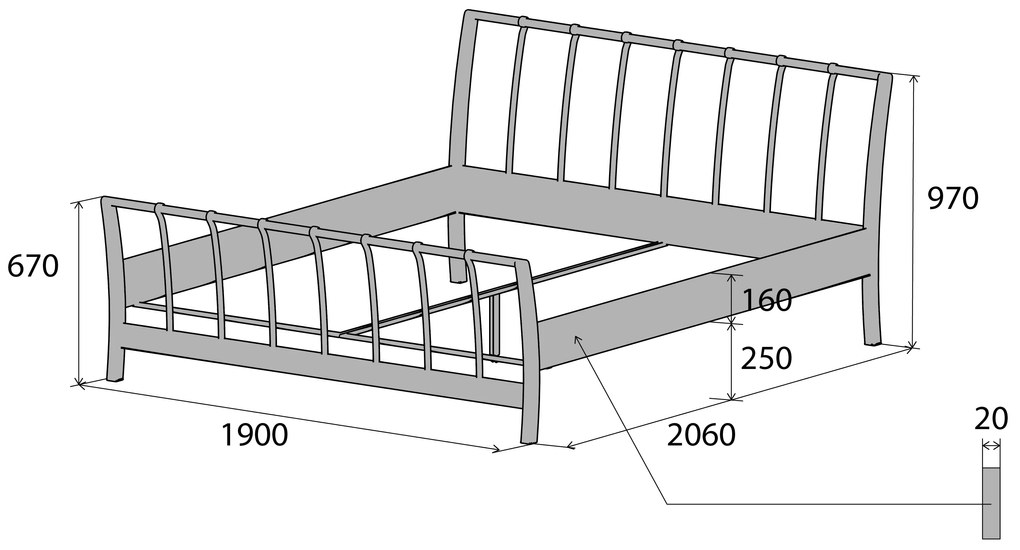 Nábytek ATIKA s.r.o. Kovová postel Merry Povrchová úprava: černá/stříbrná 9006, Rozměr: 100 x 200 cm