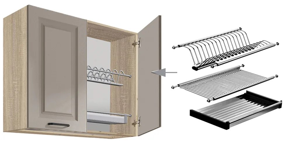 SMART s | horní skříňka SC-53G s odkapávačem | 80 cm | VÝBĚR KORPUSU | šedá mat