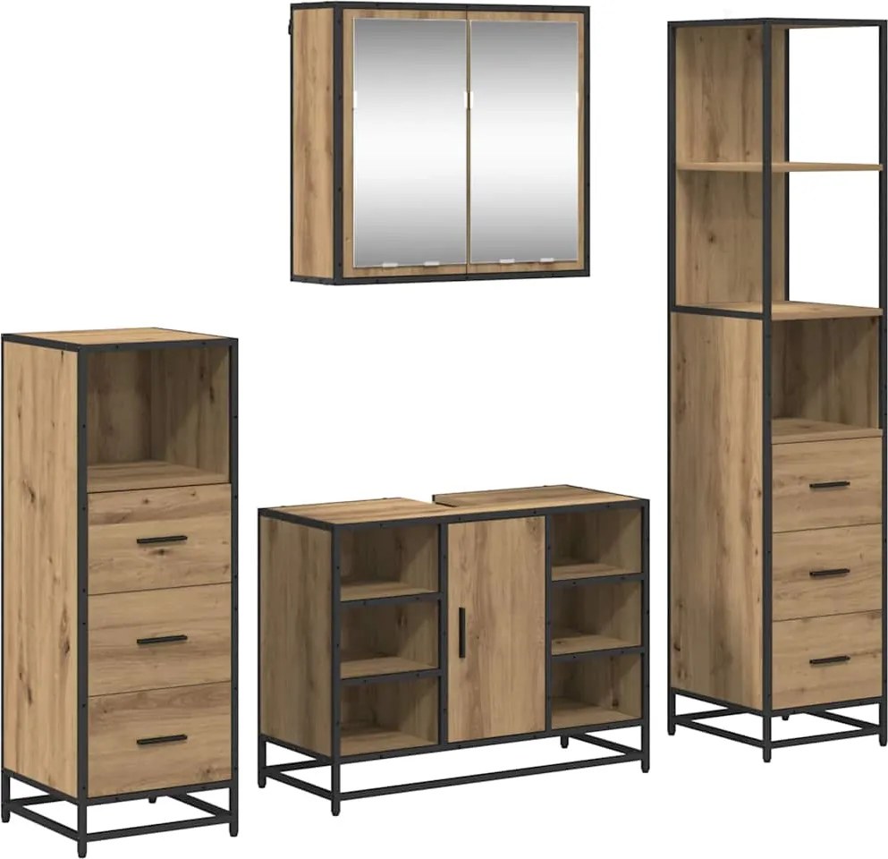 Sada koupelnového nábytku 4 ks Artisanový dub 80 x 33 x 60 cm 3402355
