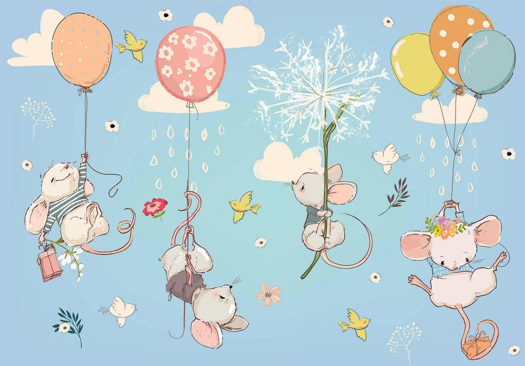 Postershop Fototapeta vliesová: Malé myšky v oblacích - 152,5x104 cm