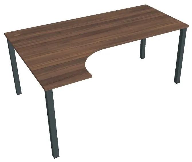 Stůl ergo oblouk pravý 180×120/80 cm - Hobis Uni UE 1800 P Dekor stolové desky: ořech, Barva nohou: černá
