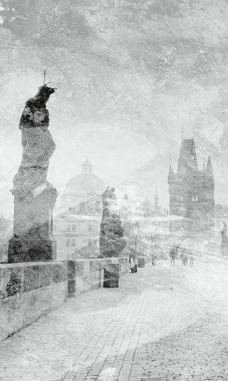 DIMEX | Vliesová fototapeta na zeď Abstrakt Karlův most II. MS-2-0372  | 150 x 250 cm | šedá