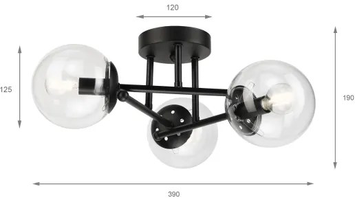 Brilagi - Přisazený lustr MALIVA 3xE14/15W/230V černá/čirá
