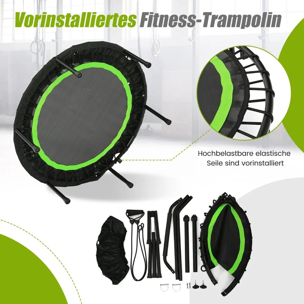 Costway Mini trampolína Ø101 cm s výškově nastavitelným madlem a 2 odporovými