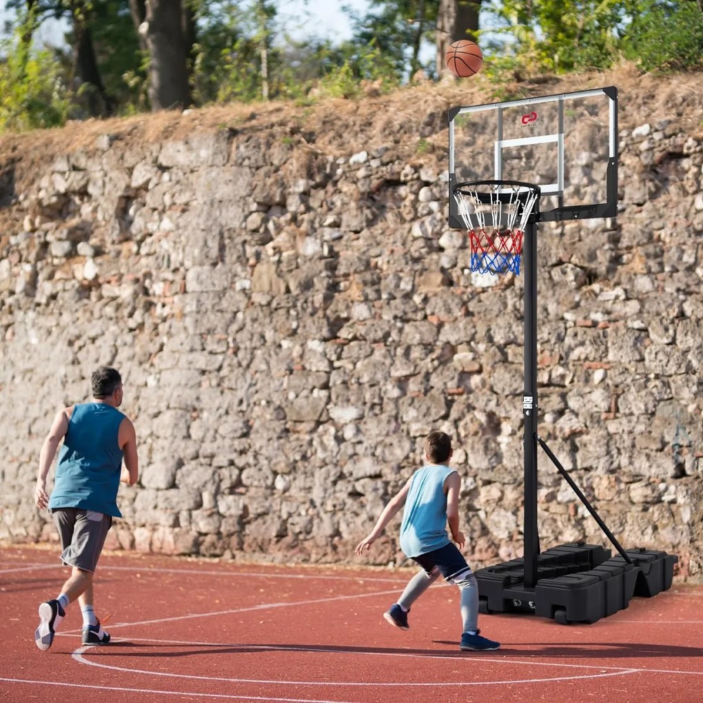 Costway Výškově nastavitelný basketbalový koš se stojanem a 2 kolečky Systém