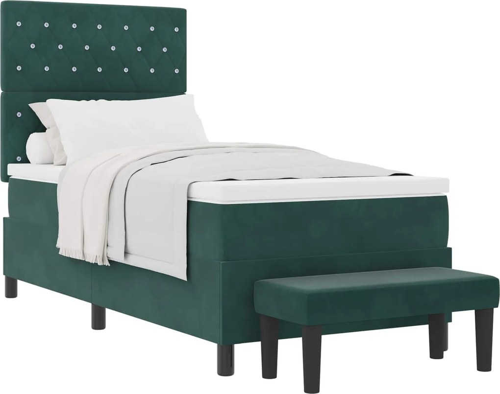 Postel s boxspringem s čelo Tmavě zelená 200 x 90 cm samet 3344423