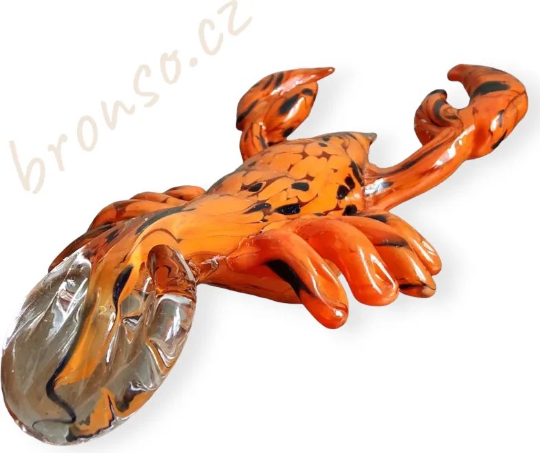 Skleněný rak soška - těžítko (Mořský rak figurka)