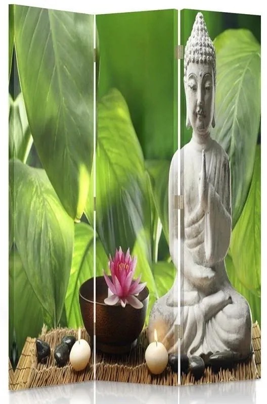 Ozdobný paraván Květiny Buddhových listů - 110x170 cm, třídílný, klasický paraván