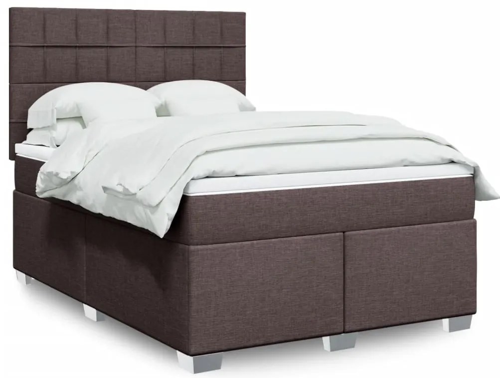 Box spring postel s matrací tmavě hnědá 140x190 cm textil 3292786