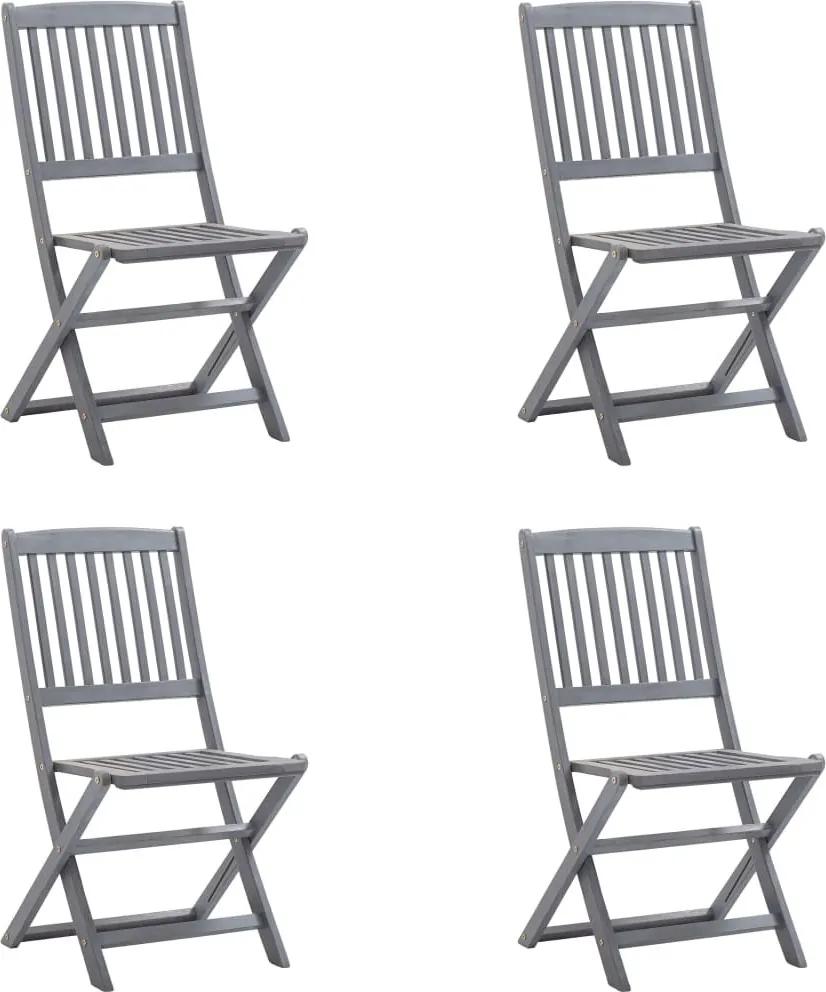 vidaXL Skládací zahradní židle s poduškami 4 ks masivní akáciové dřevo [3064579] Barva: Šedá
