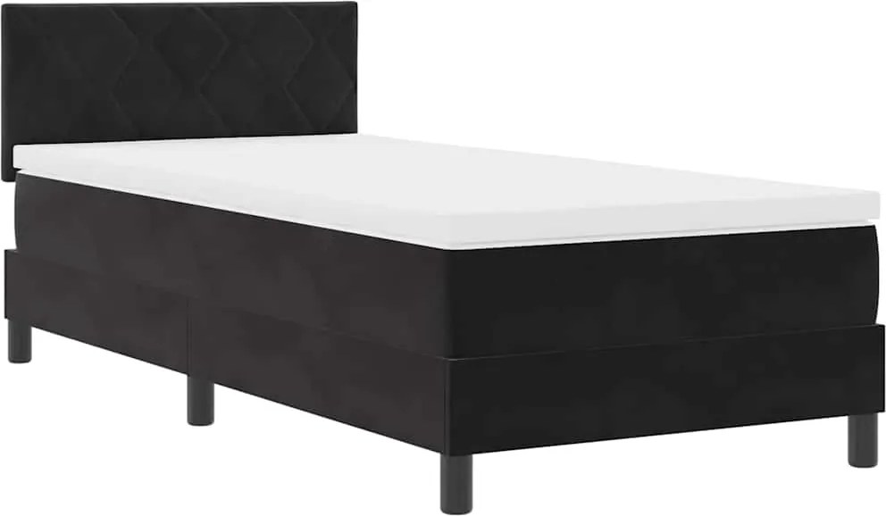 Postel s boxspringem s čelo Černá 100 x 200 cm samet 3339220