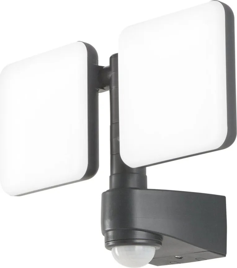 FAN LED-SAT-20 Venkovní reflektor LED SAT antracit plast 2x10 W 2400 lm 4000 K IP54 se senzorem 23x33x13,35 cm - FANEUROPE