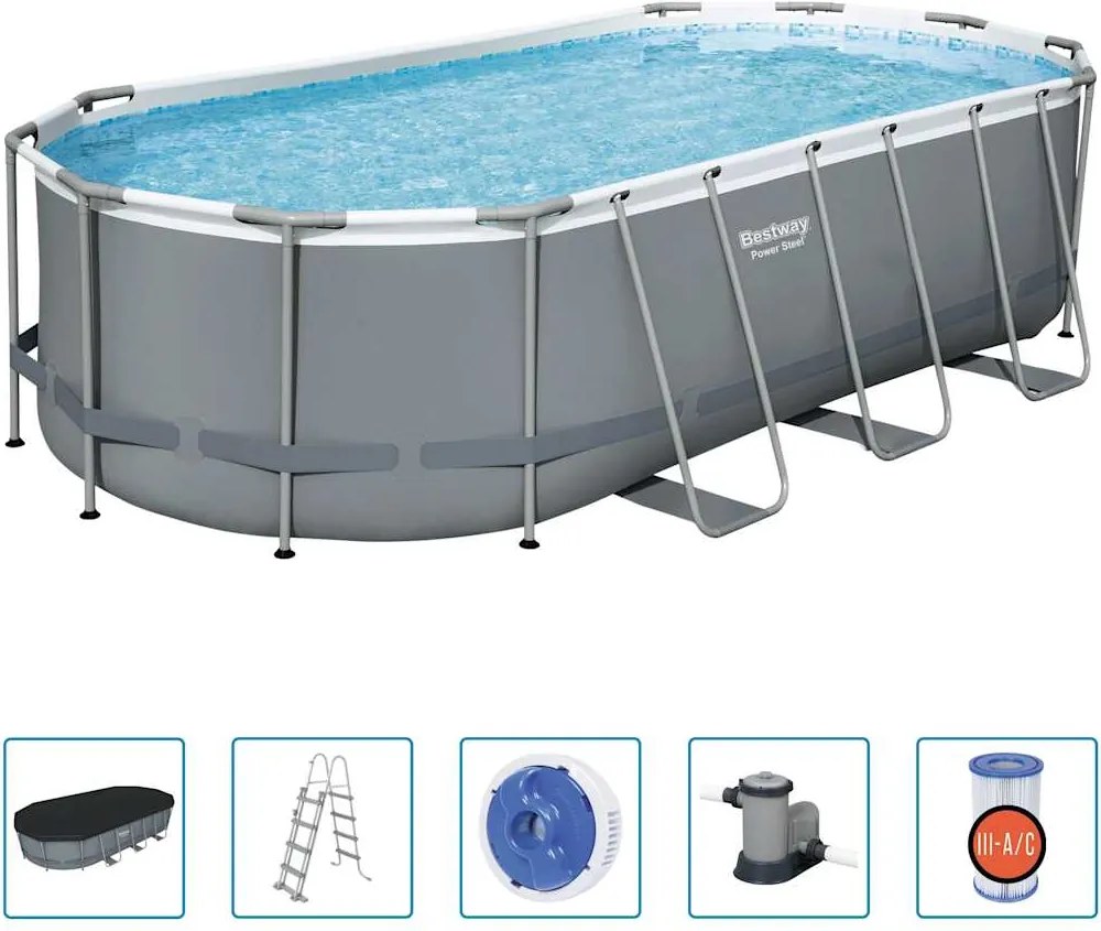 Bestway Power Steel Nadzemní bazén oválný 549 x 274 x 122 cm