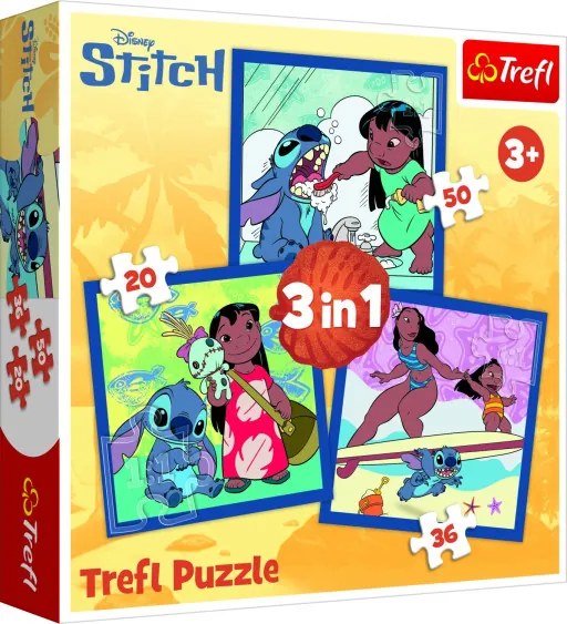 Trefl Puzzle 3v1 Čas se Stitchem 20,36 a 50 dílků
