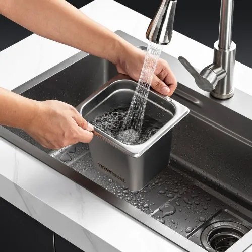 6 Kusů 1/6 Velikost Hotelové pánve Parní stolní pánev Nerezová ocel 15,2 cm hluboká