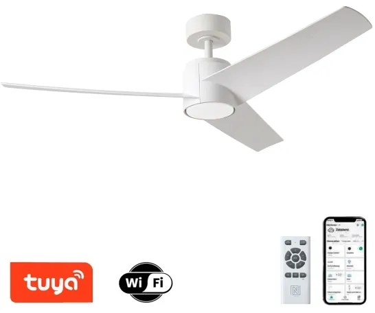ZEVENTI - LED Stropní ventilátor ORVIETO LED/18W/230V Wi-Fi Tuya bílá + DO