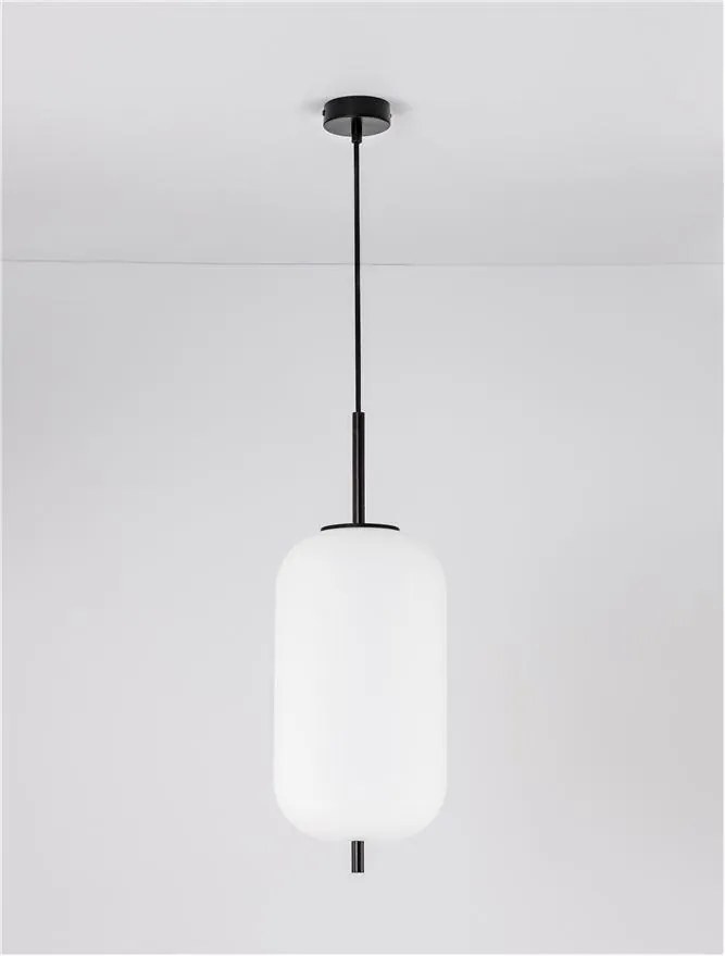 Nova Luce Závěsné svítidlo LATO černý kov a opálové sklo E27 1x12W