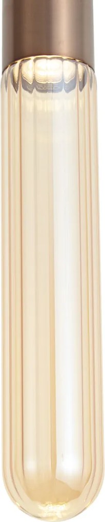 Art Deco Závěsná Lampa Tmavý Bronz s Žebrovaným Sklem IP44 - Walcott
