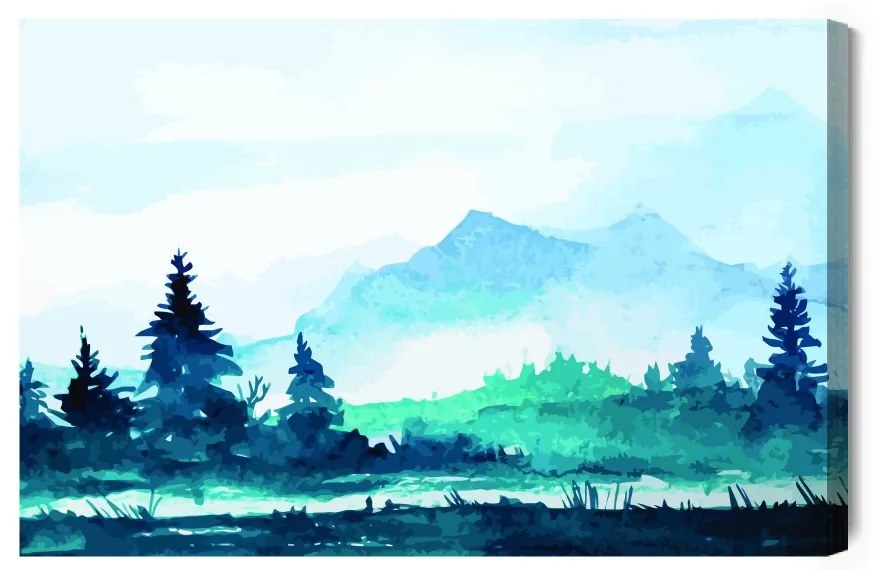 Obraz Akvarel Horské Krajiny Nedostatek Nedostatek Přírodní plátno 100x70