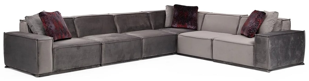 Designová rohová sedačka Valtina 388 cm šedá - pravá