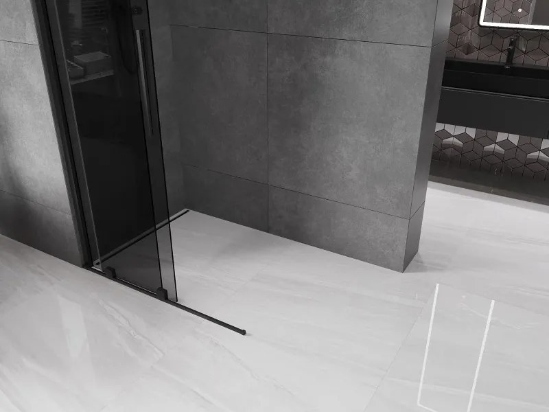 Mexen Velar, sprchová zástěna s posuvnými dveřmi Walk-in 70 x 200 cm, 8mm šedé sklo, černá matná, 871-070-000-43-70