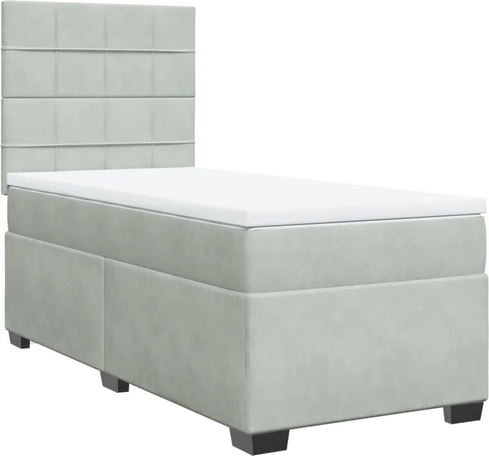 Box spring postel s matrací světle šedá 90x200 cm samet 3290810