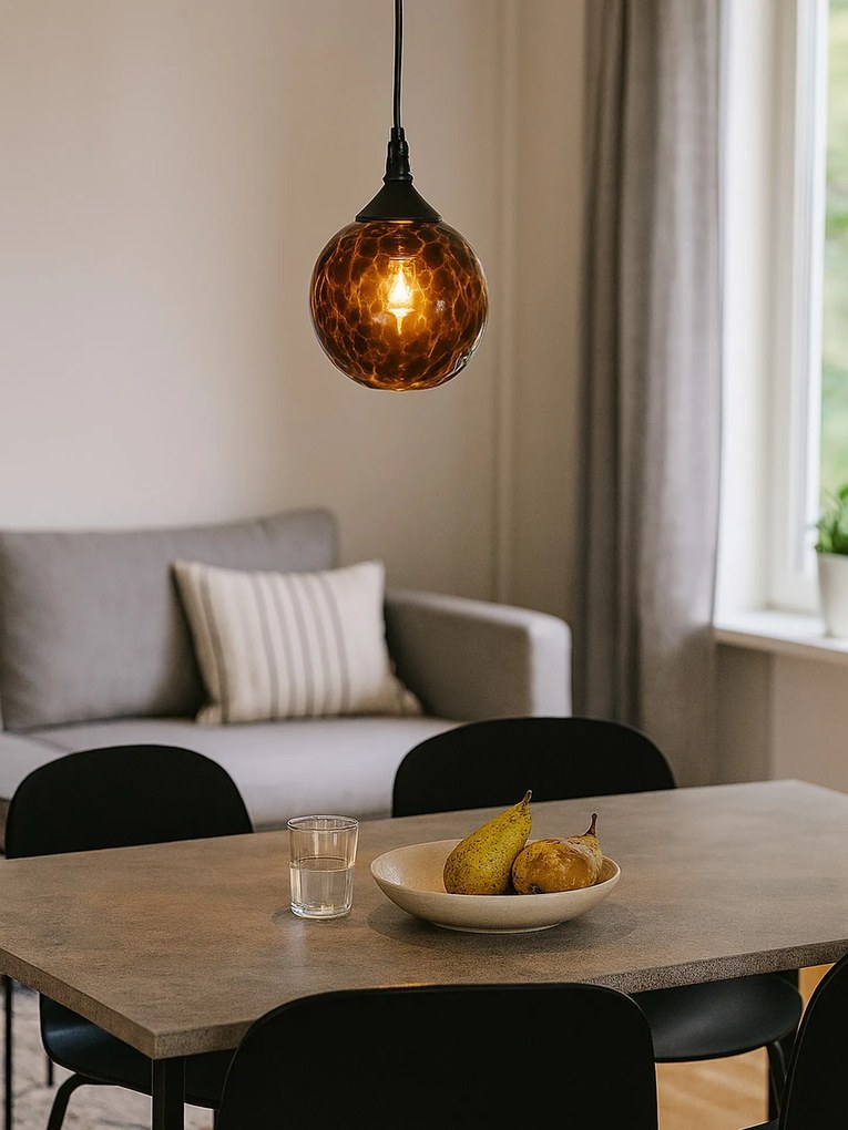 Sinsay - Retro závěsná stropní lampa se skleněným stínidlem - tmavě hnědá