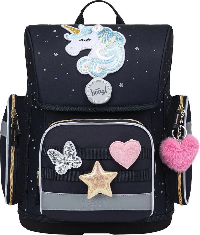 BAAGL Školní aktovka Ergo Unicorn Gold