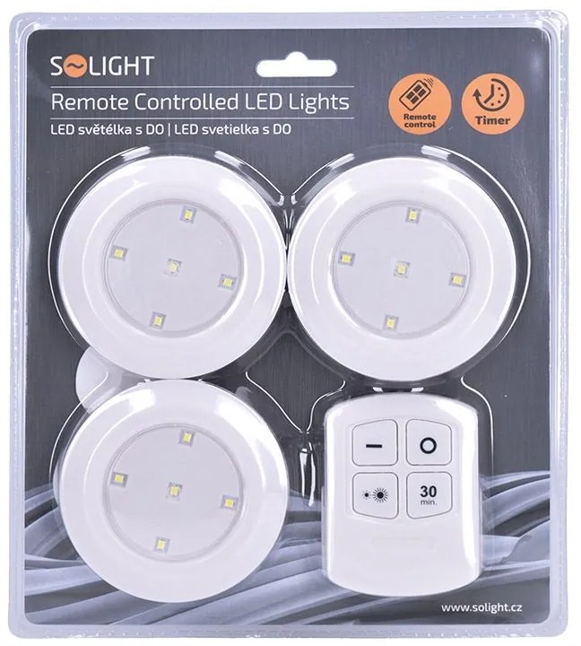 Solight LED světélka s dálkovým ovládáním, 3x 50lm, časovač, bateriové napájení