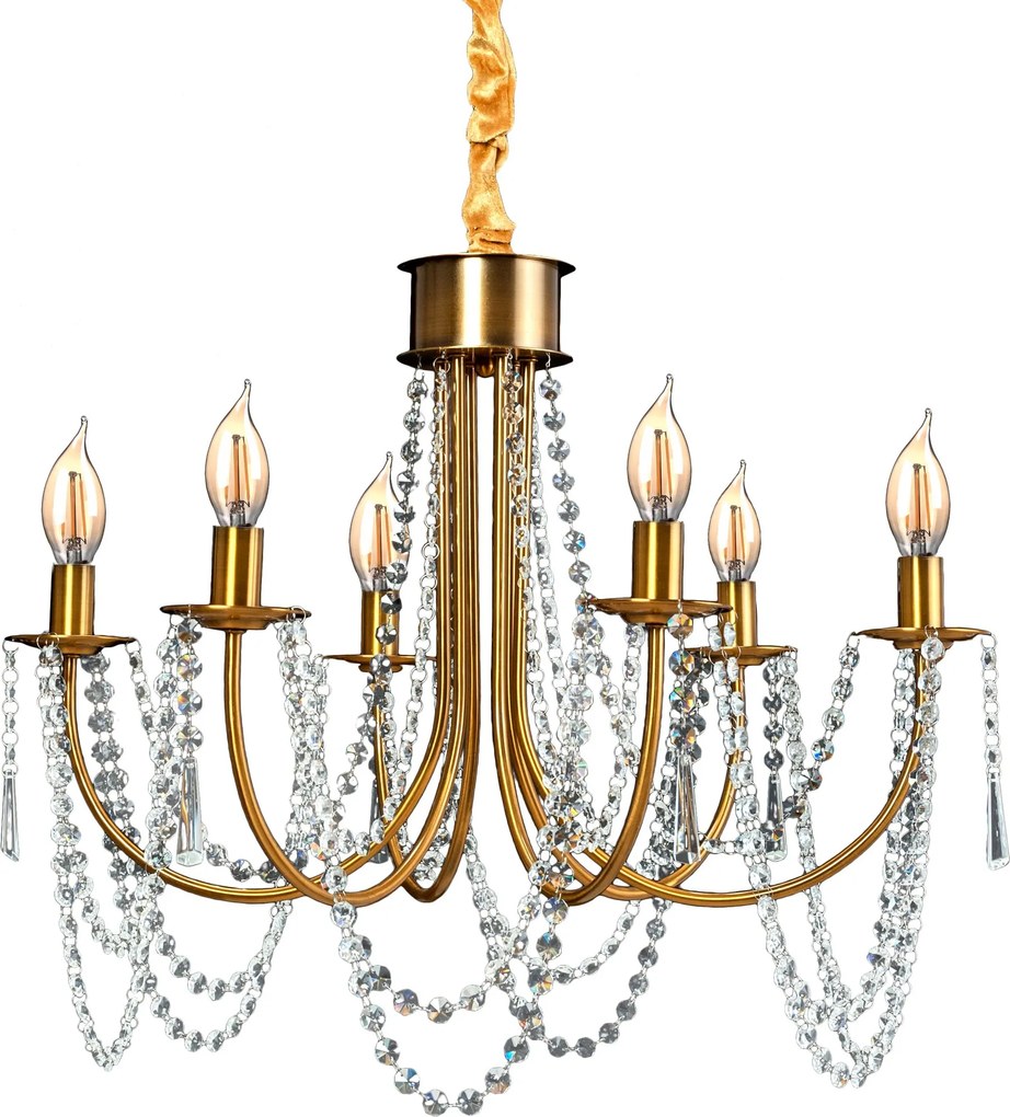 Toolight - Křišťálový lustr Glamour APP765, zlatá, OSW-08485