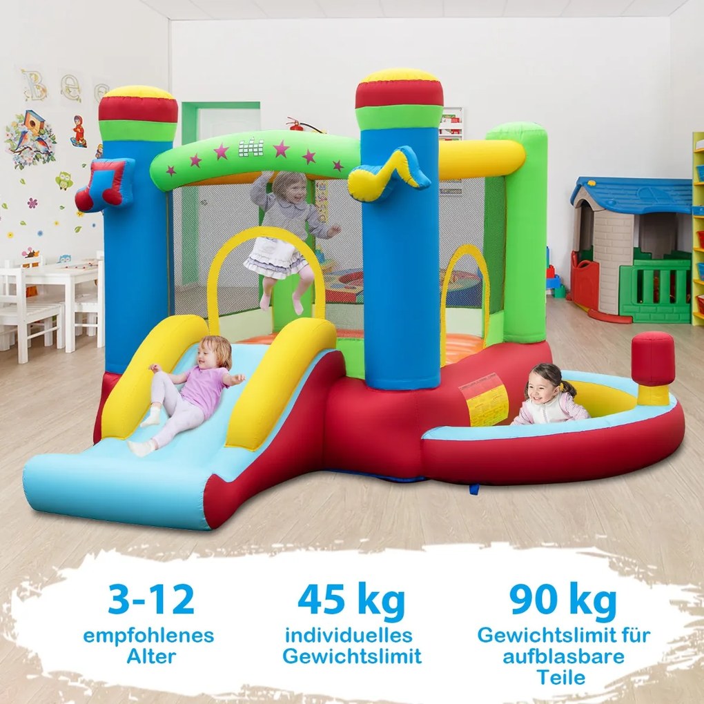 Costway Nafukovací skákací hrad se skluzavkou a skákacím prostorem a hrací hrad