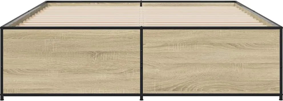 Rám postele dub sonoma 150 x 200 cm kompozitní dřevo a kov 3279883