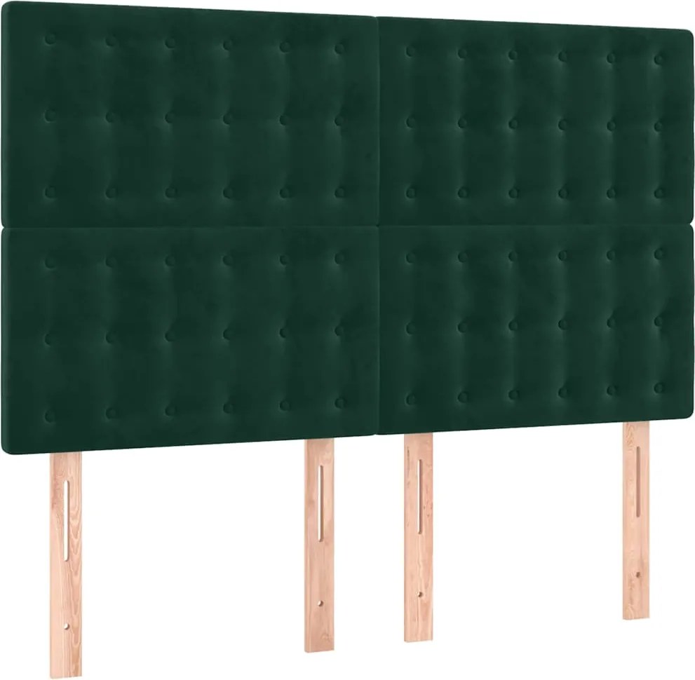 Box spring postel s matrací a LED tmavě zelená 140x190 cm samet 3136362