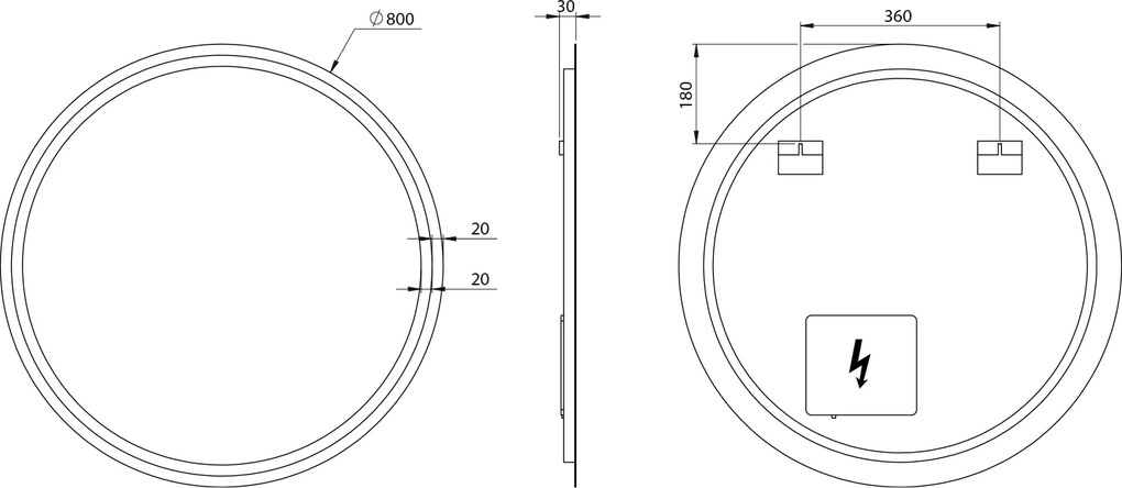 Sapho Sapho, NYX kulaté zrcadlo s LED osvětlením, ø 80cm, NY800