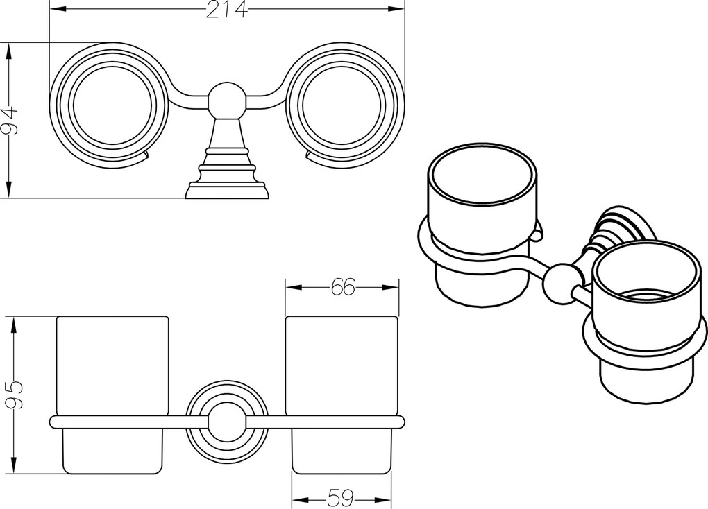 Sapho, DIAMOND dvojitá sklenice, chrom, 1317-05