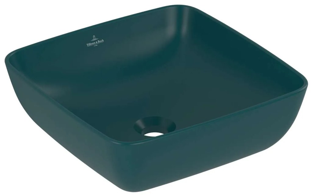 Villeroy & Boch Artis - Umyvadlo na desku 41x41 cm, bez přepadu, bez otvoru pro baterii, CeramicPlus, Teal 417841TE
