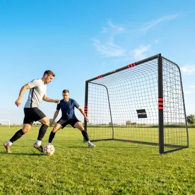 SPORTNOW Fotbalová branka pro zahradu 300 x 200 cm, robustní venkovní branka s polstrováním sítě, zemní kotvy, antikorozní povrch