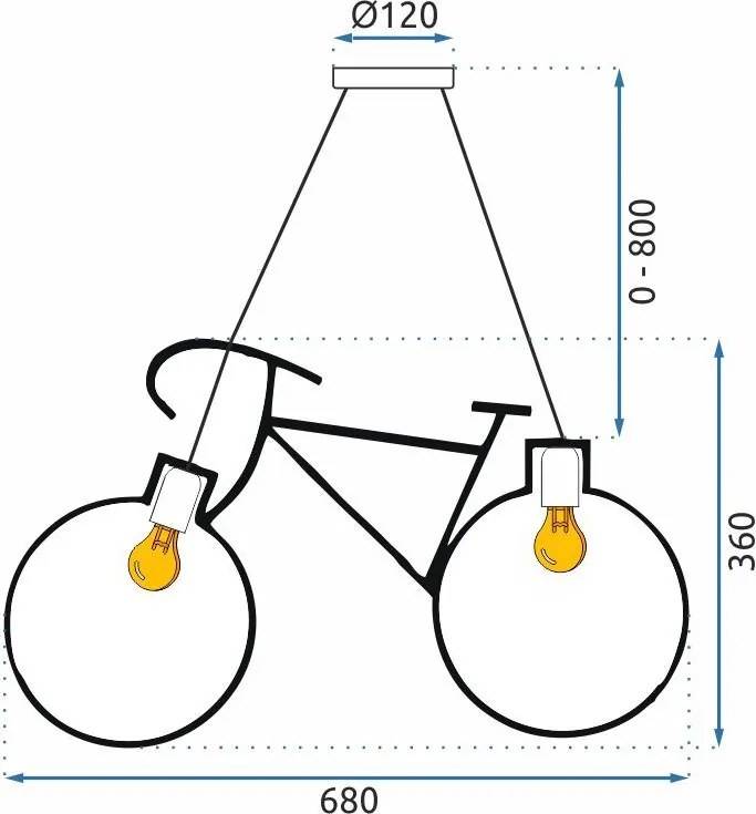 Toolight Toolight, Závěsné svítidlo kolo APP216-2CP, černá, OSW-00352