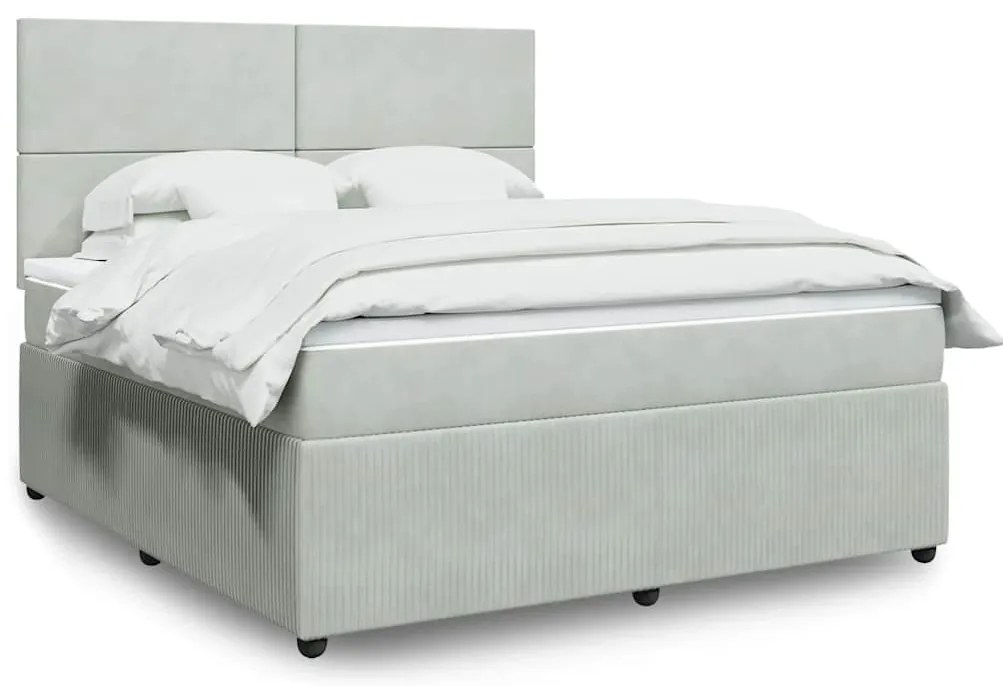 Box spring postel s matrací světle šedá 180x200 cm samet 3294700