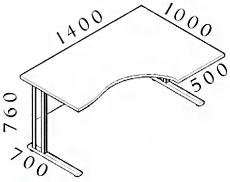 Ergonomický stůl Visio 140 x 100 cm, pravý, třešeň
