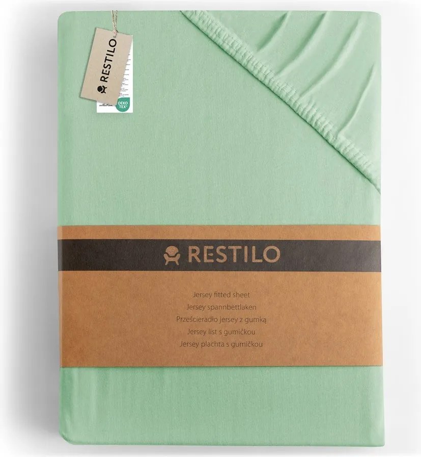 Světle zelené napínací prostěradlo jersey 220x200 cm Amber – Restilo