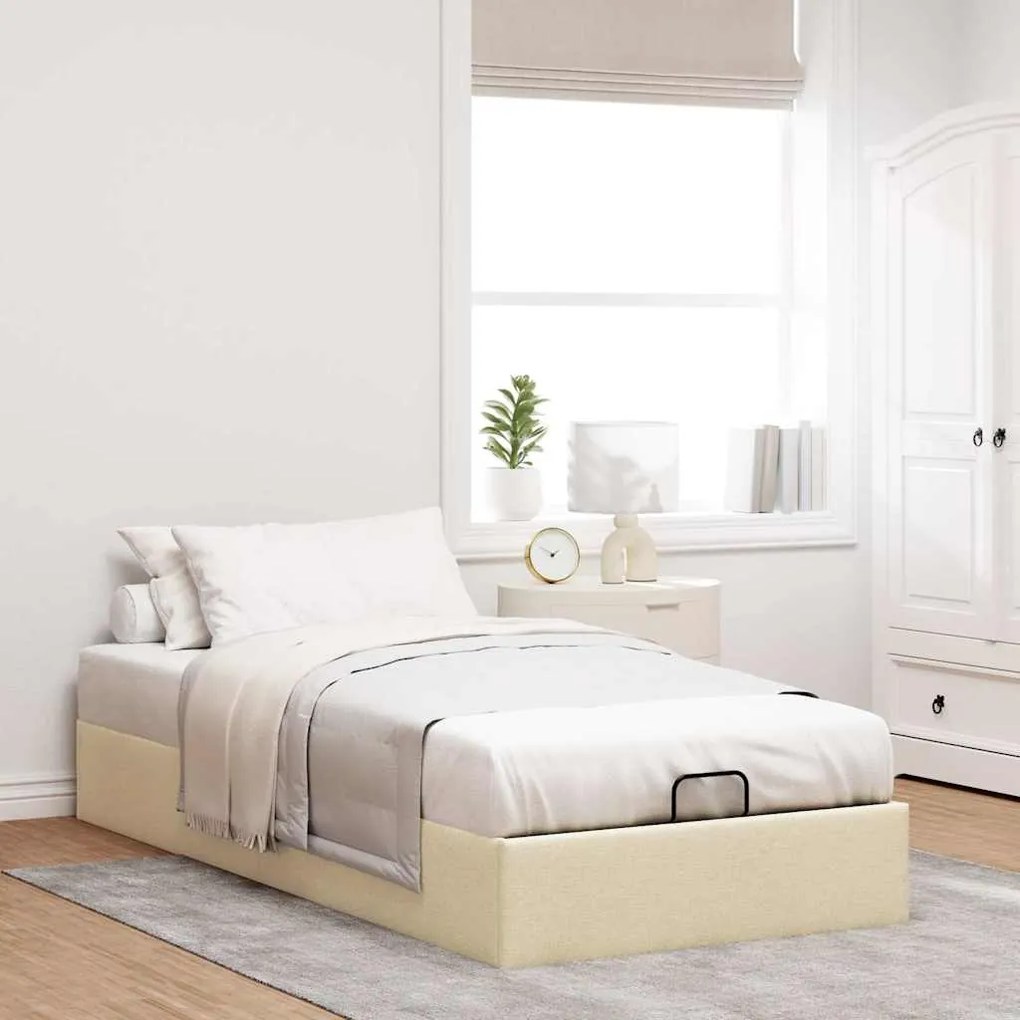 Osmanský rám postele bez matrací krémově 90x200 cm textil 3310852