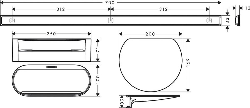 Hansgrohe WallStoris, sada k vaně, černá matná, HAN-27966670