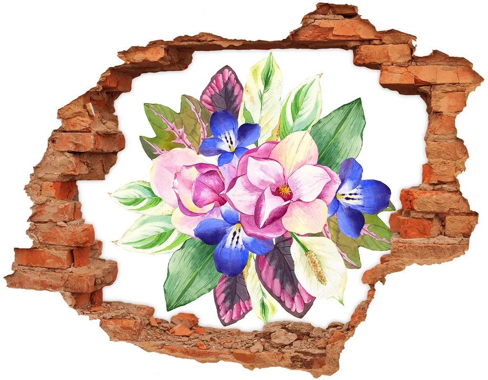 Wallmuralia Nálepka 3D díra na zeď Kytice květin 90x70 cm