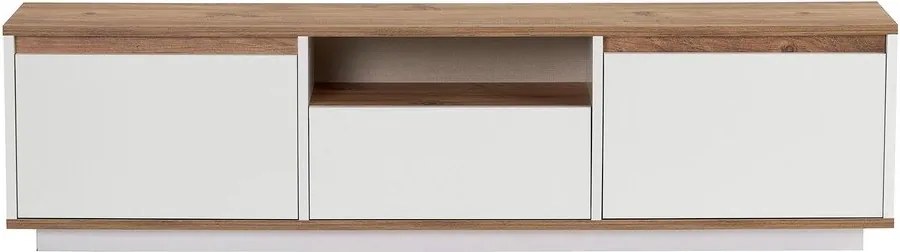 Bílý/v přírodní barvě TV stolek v dekoru borovice 160x42x30 cm Sentinel – Kalune Design