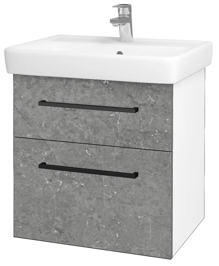 Dřevojas Koupelnová skříň Q MAX SZZ2 60 Varianta: N01 Bílá lesk / Úchytka T04 / N07 Stone