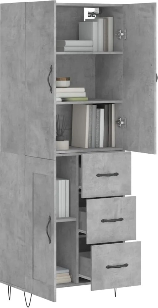Skříň highboard betonově šedá 69,5x34x180 cm kompozitní dřevo 3198109
