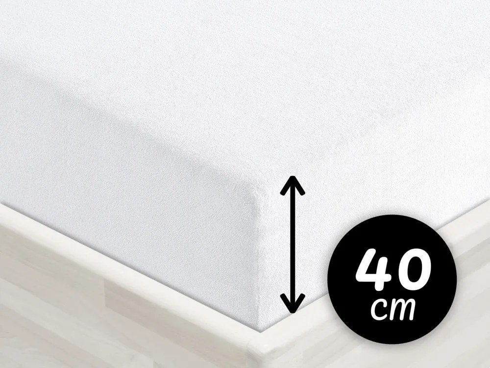 Froté napínací prostěradlo na extra vysokou matraci FR-031 Bílé 90 x 220 - výška 40 cm